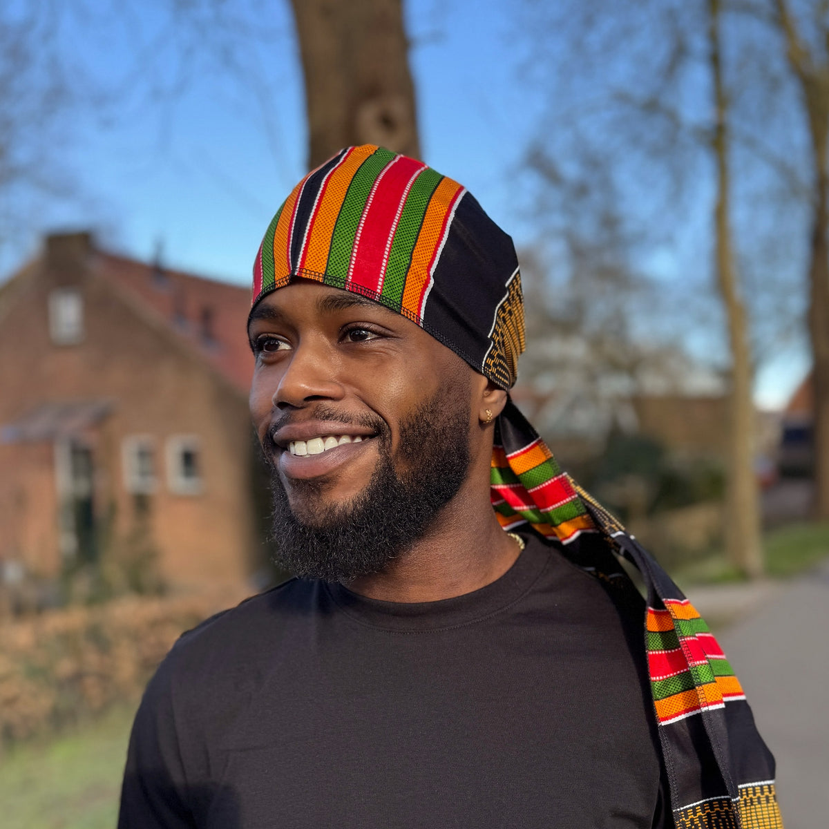 Durag / Du-rag / Bandana - Unisex - Schwarz Pan African kente – AfricanFabs