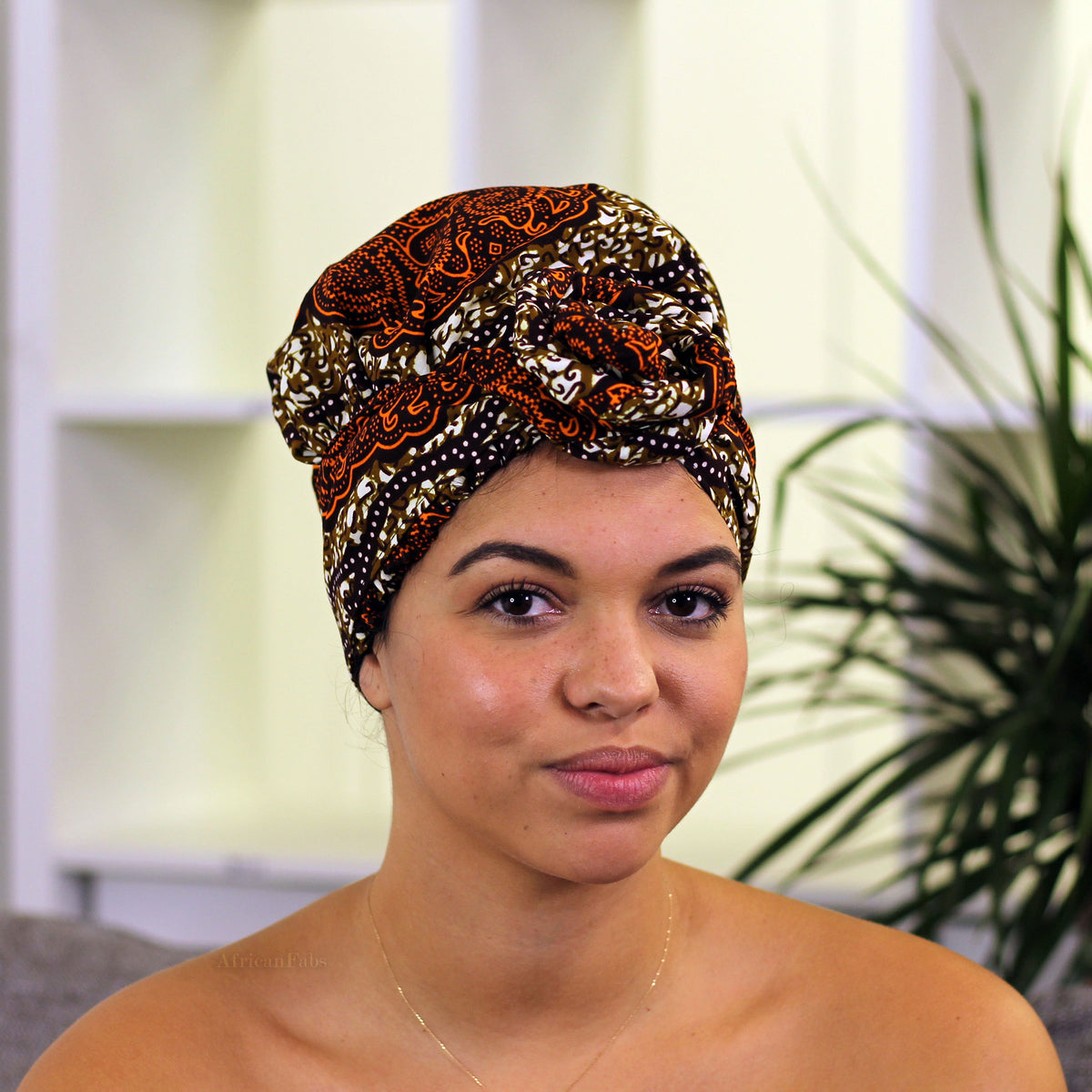 Easy headwrap / einfaches Kopftuch - Satinfutter - Braun Classic ...