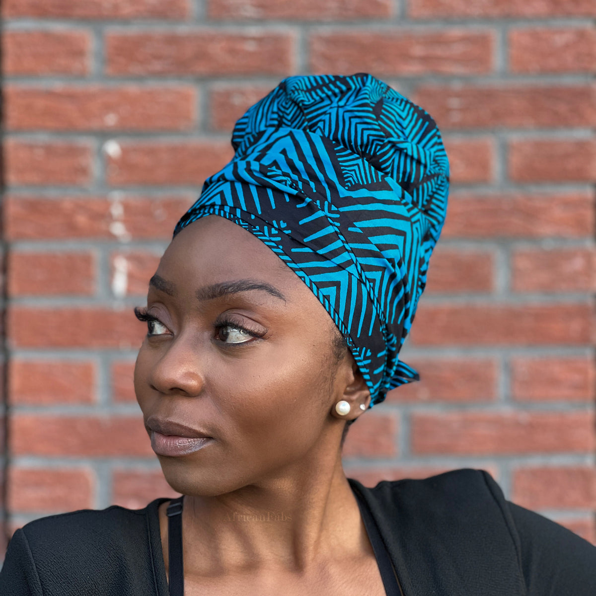 Easy headwrap / einfaches Kopftuch - Satinfutter - Blau – AfricanFabs