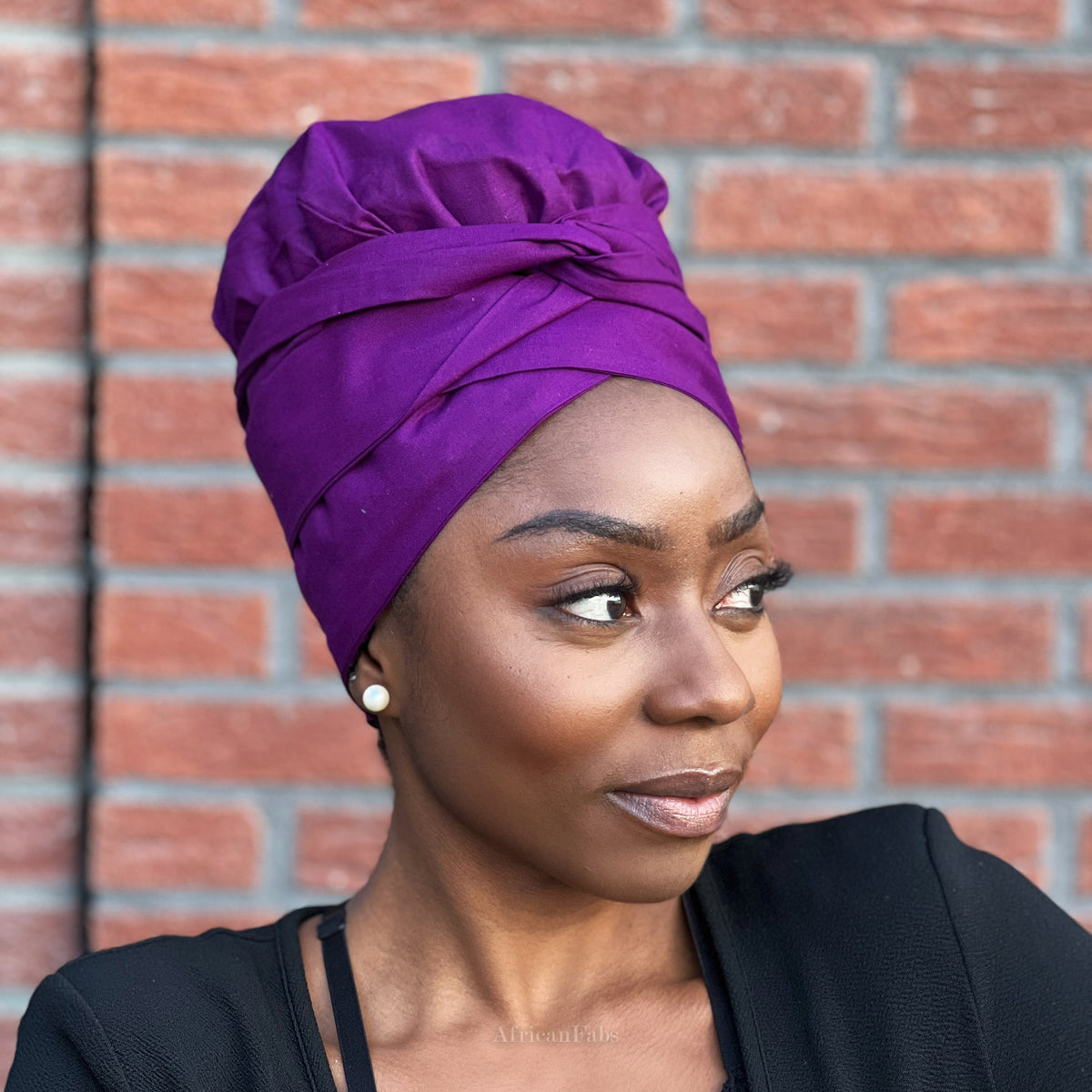 Easy headwrap / einfaches Kopftuch - Satinfutter - Lila – AfricanFabs
