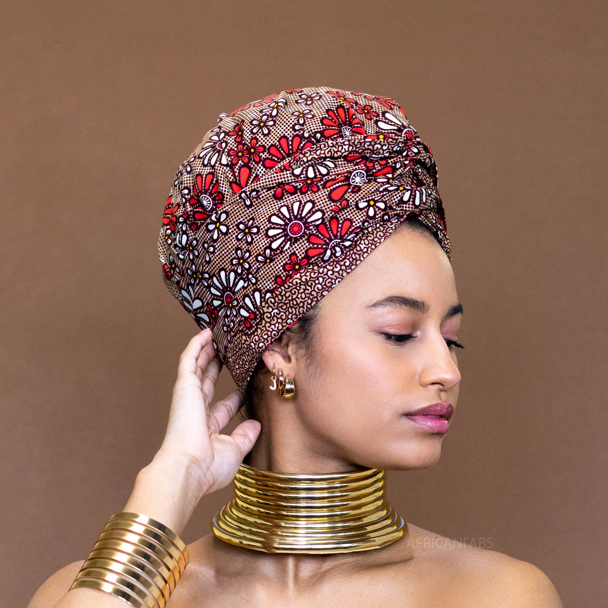 Easy headwrap / einfaches Kopftuch - Satinfutter - Rot flowerfields ...